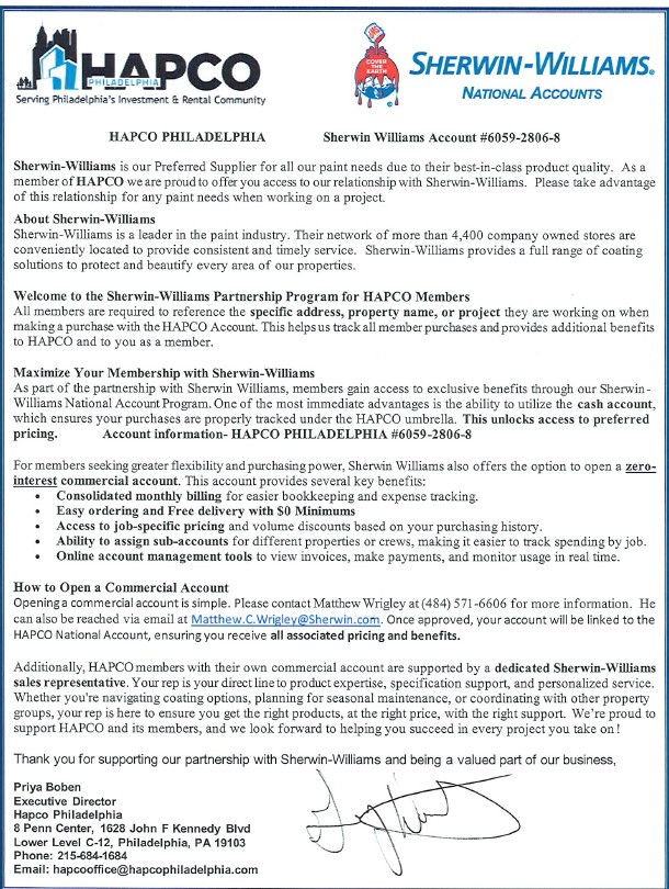 Exclusive Sherwin-Williams Savings for Hapco Members - HAPCO Philadelphia